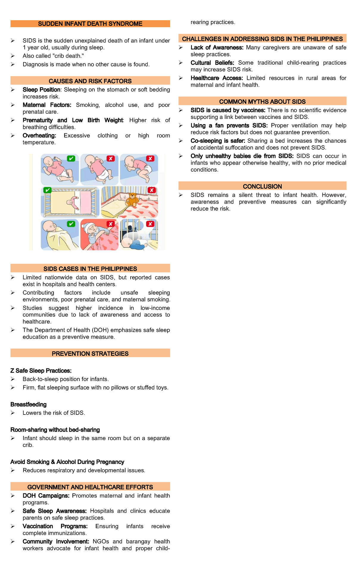 SIDS Awareness and Prevention Strategies - PEDIA - Studocu