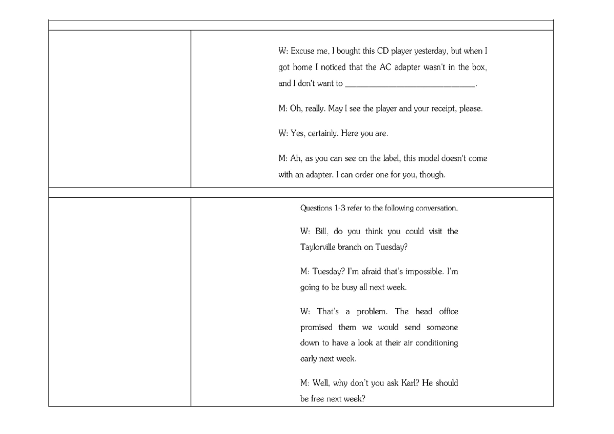 TA-15 - Conversations and Customer Service Scenarios - Studocu