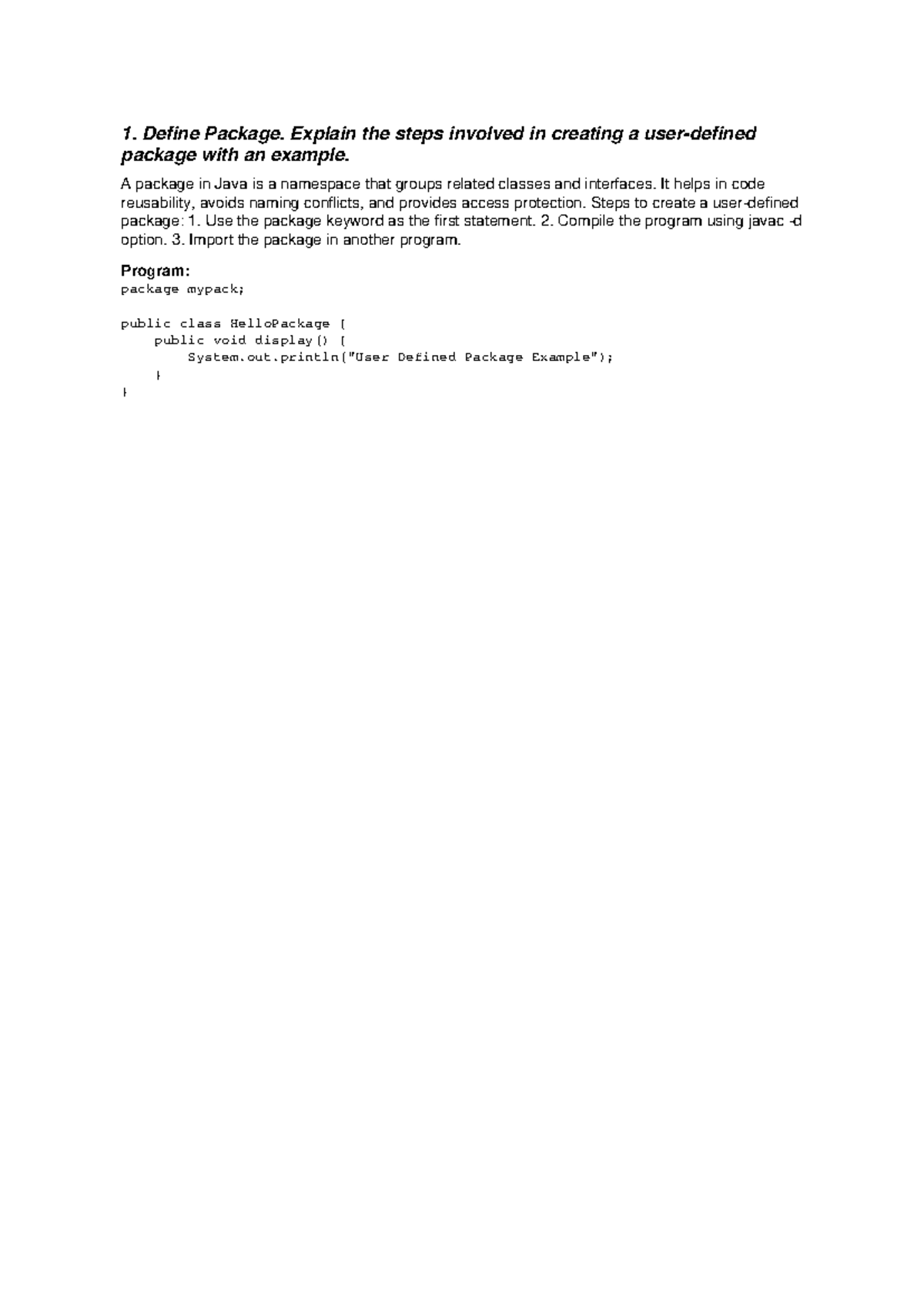VTU OOPS Java: Package Creation, Nested Try Blocks & Enum Methods - Studocu