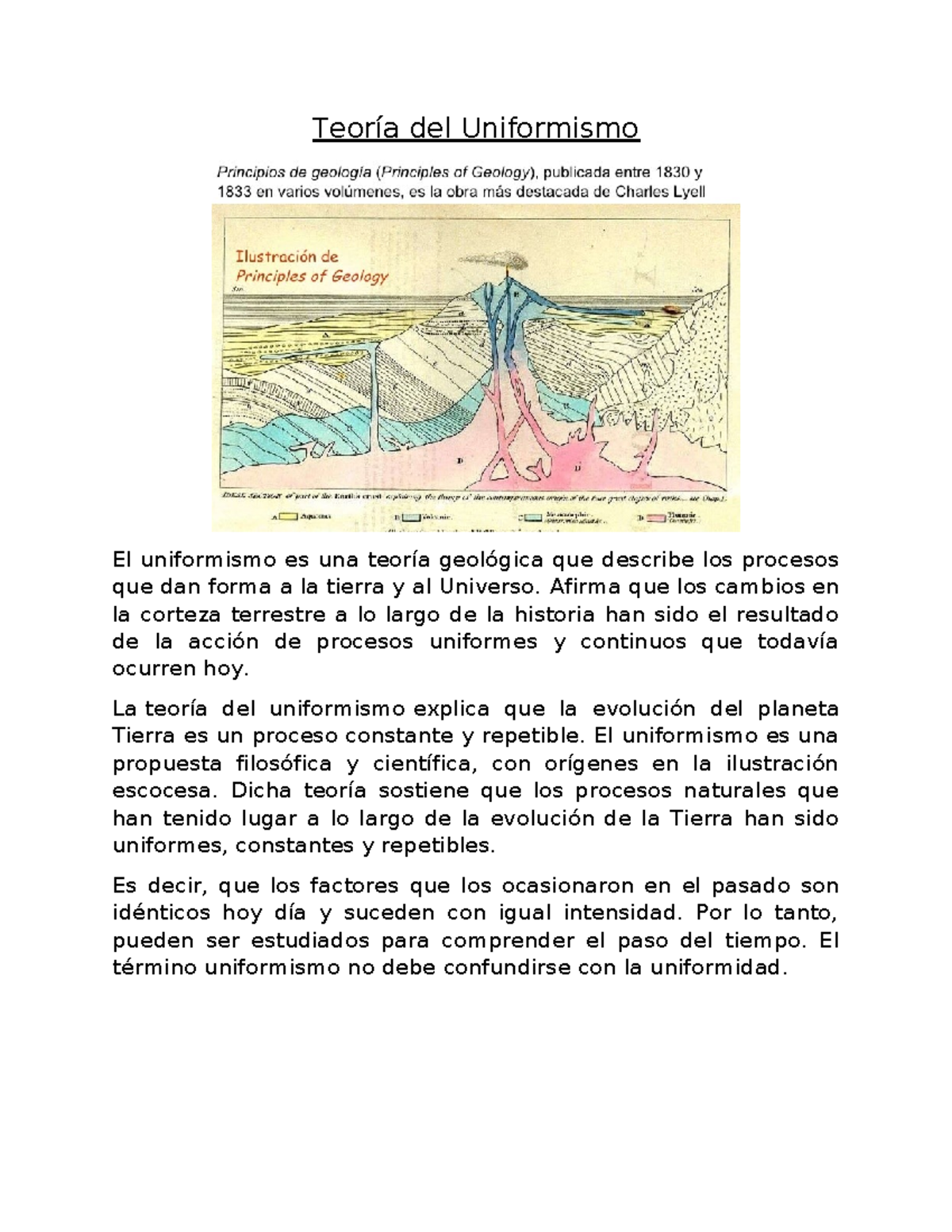 Teoría del Uniformismo: Principios y Relevancia en Geología - Studocu
