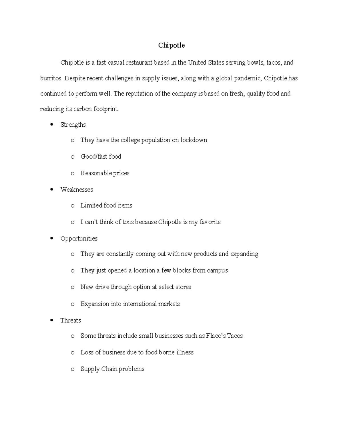 SWOT Analysis of Chipotle: Assessing Strengths, Weaknesses ...