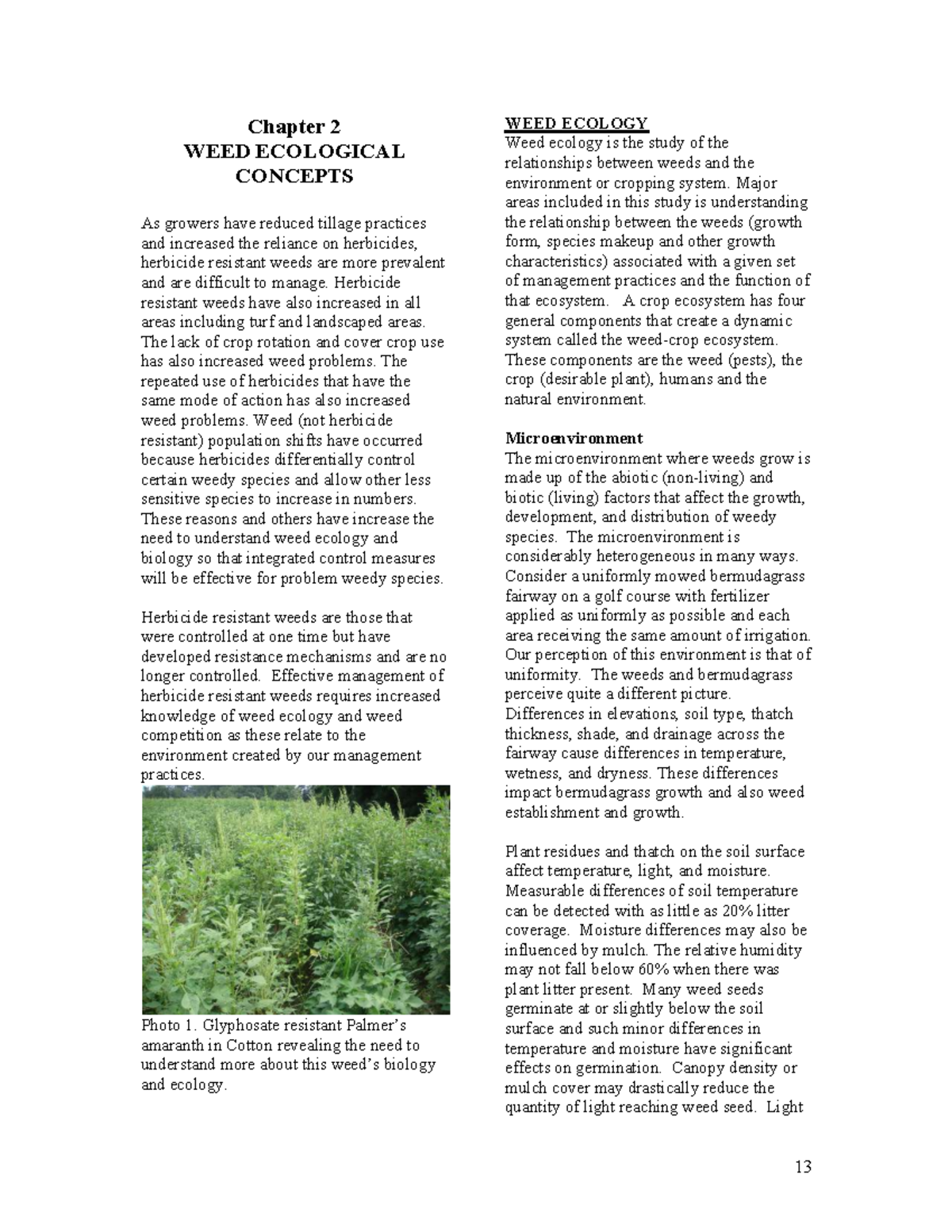 Chapter 2: Weed Ecological Concepts and Management Strategies - Studocu