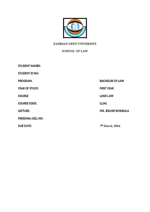 [Solved] In zambia evaluate the role of the president in land - Land ...