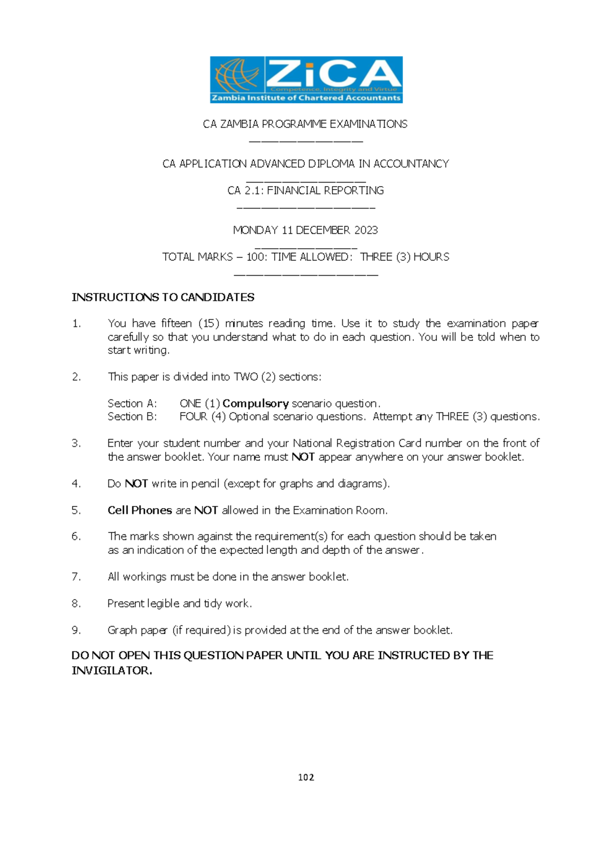 CA 2: Financial Reporting - Dec 2023 Practice Questions and Solutions ...