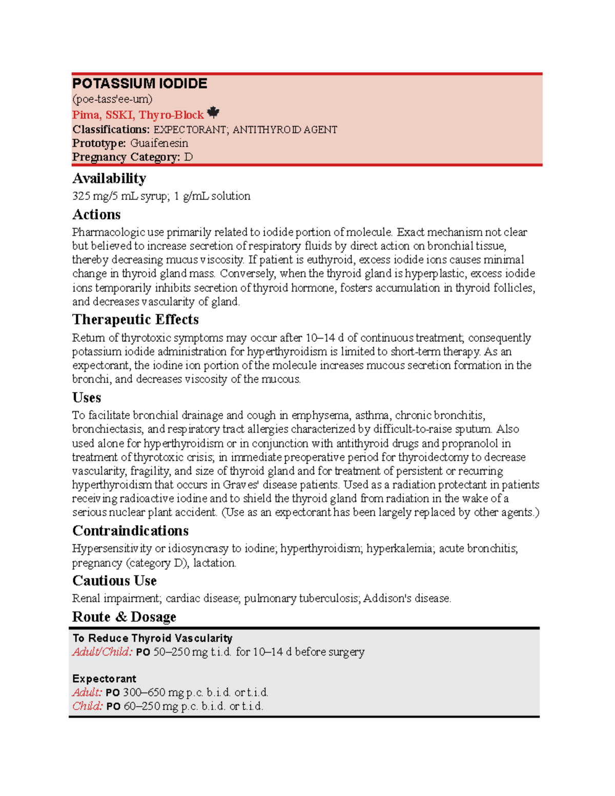 Potassium med card - POTASSIUM IODIDE (poe-tass'ee-um) Pima, SSKI ...