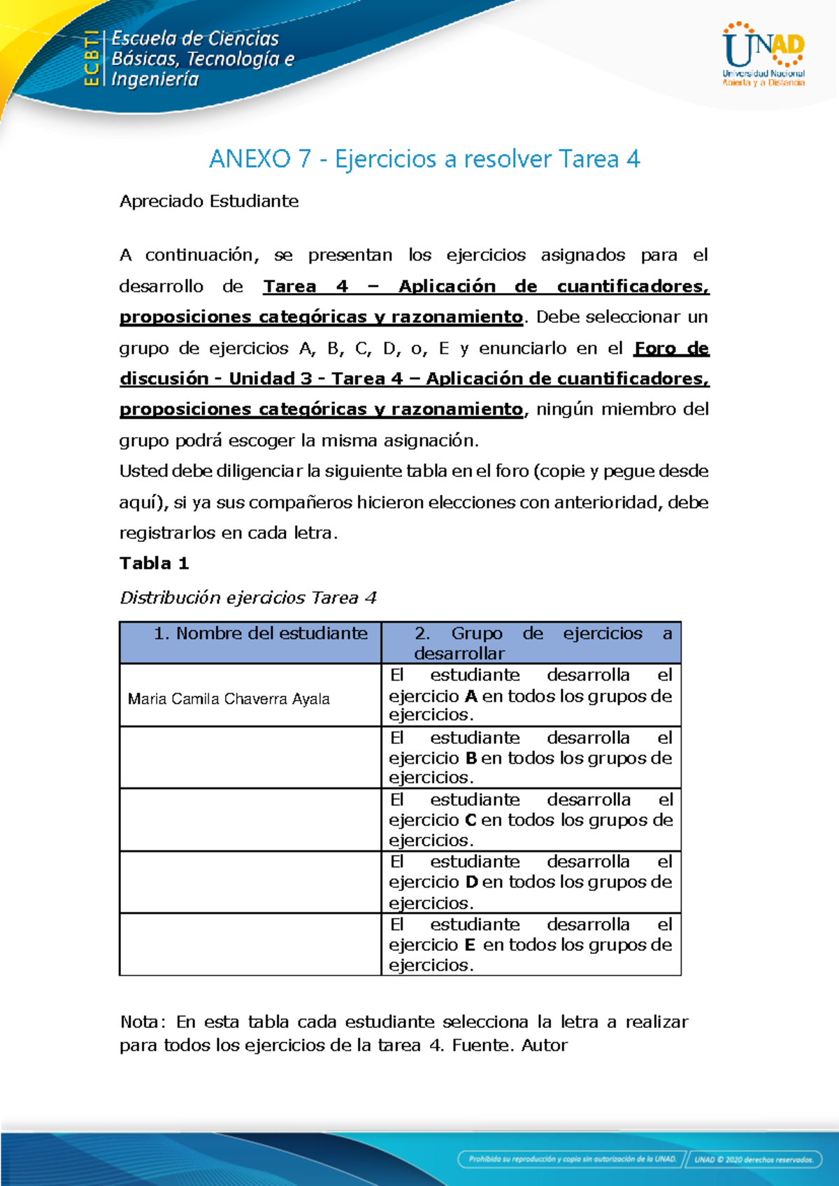 Ejercicios de Tarea 4: Aplicación de Cuantificadores y Razonamiento - Studocu