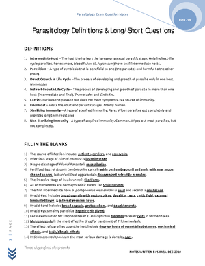 Nematodes - Intestinal and Extraintestinal; Aphasmid and Phasmid ...
