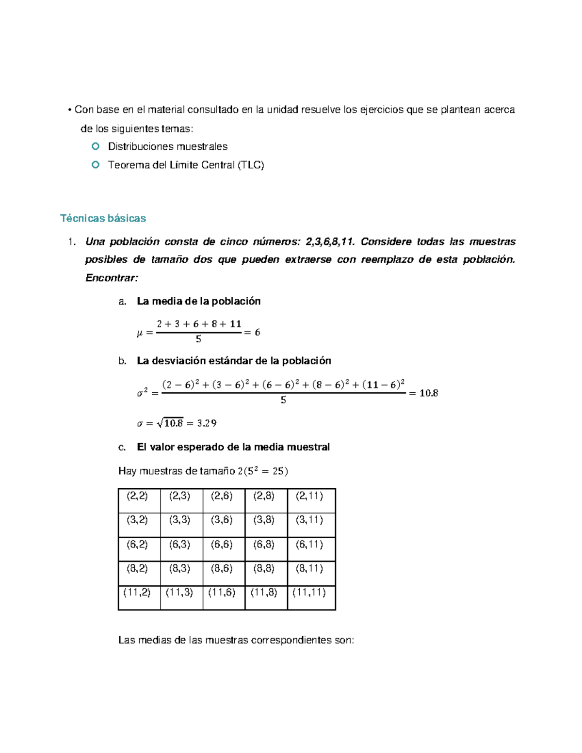 Actividad 2 EJERCICIOS SOBRE ESTIMACIÓN PUNTUAL - Con base en el material consultado en la ...