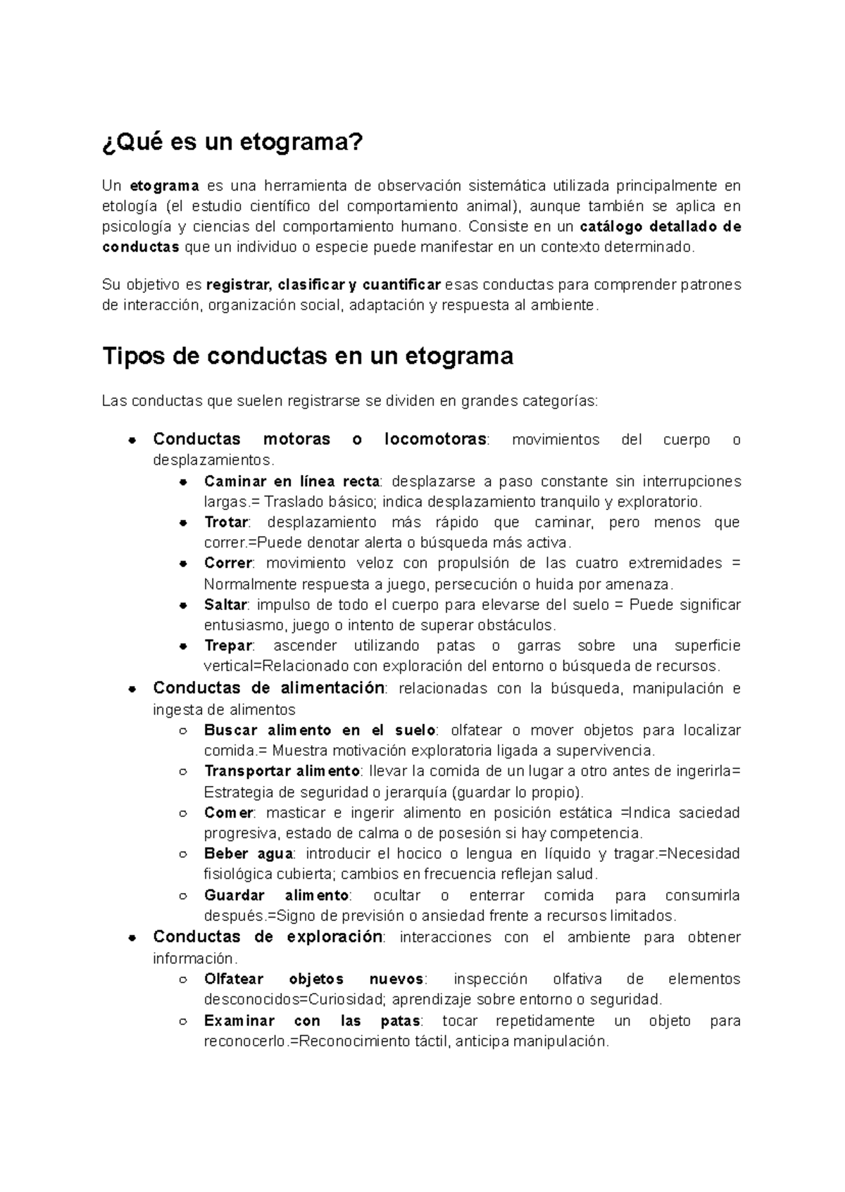 Etograma y Tipos de Registro en Etología: Guía Completa - Studocu