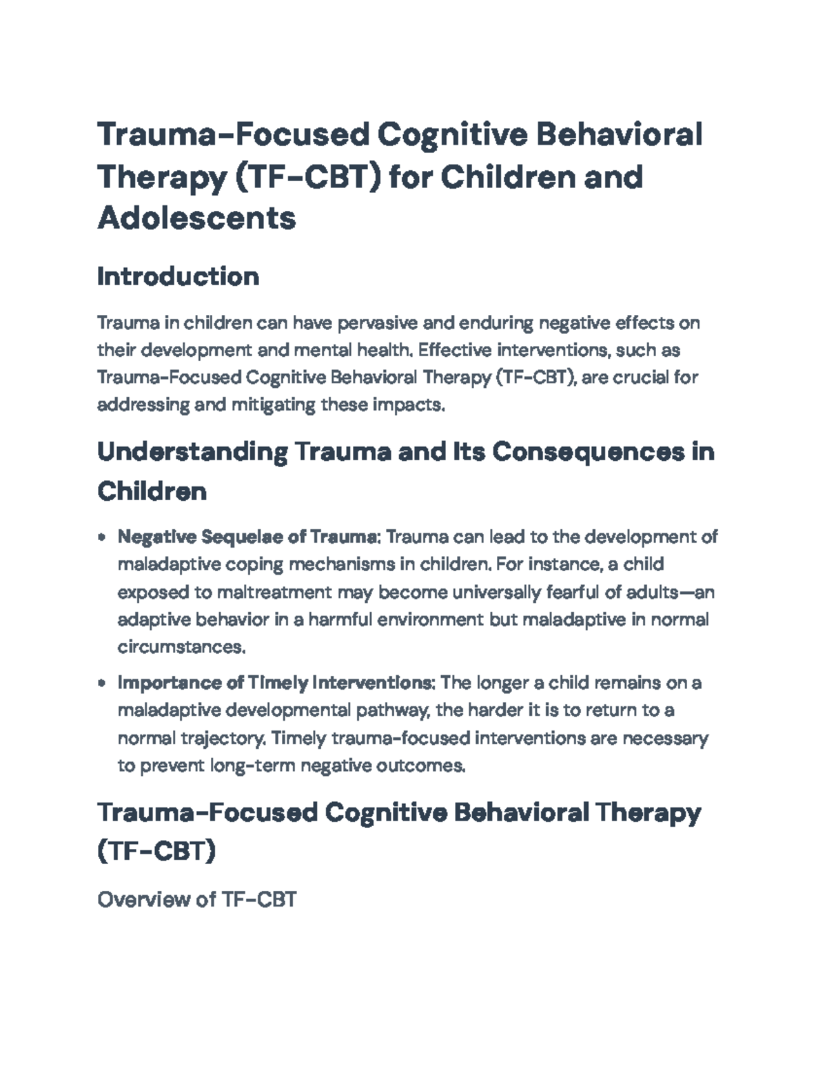 Trauma-Focused Cognitive Behavioral Therapy (TF-CBT) for Children ...