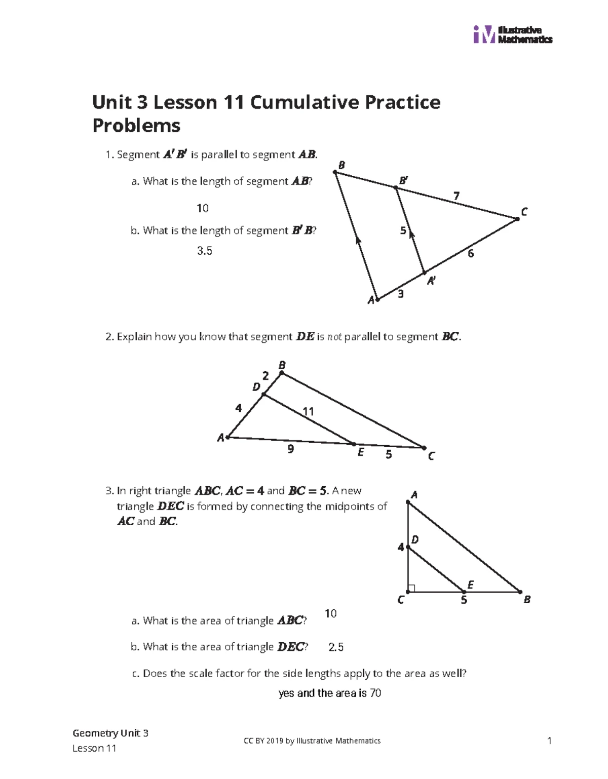 Geometry 3 Unit 3 Lesson 12 Cumulative Practice Problem Set - Studocu