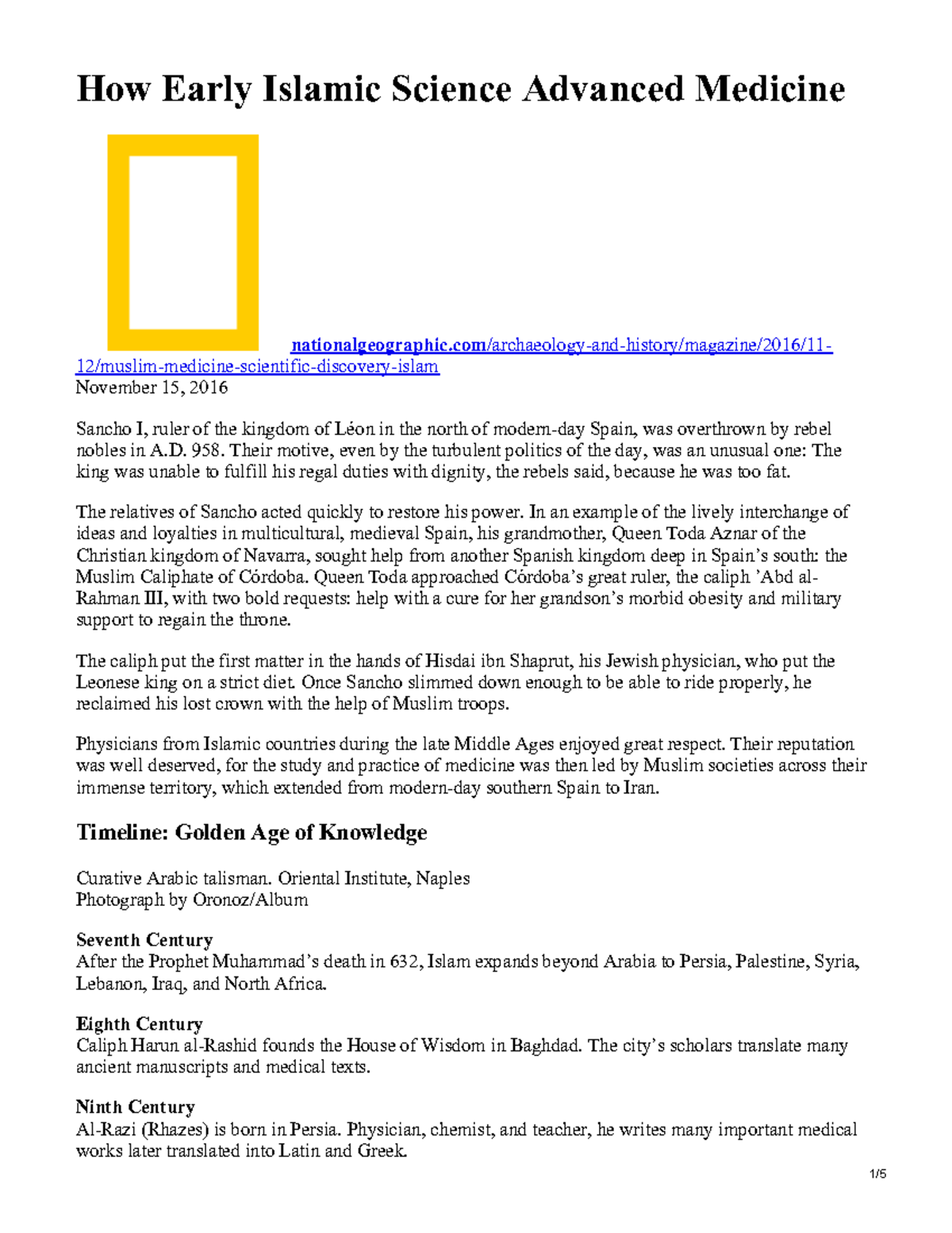 History and Advances of Islamic Medicine: A Study Guide (MED 101) - Studocu
