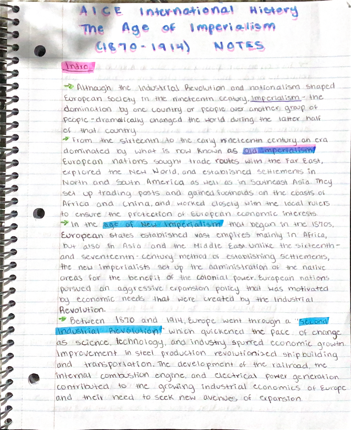 AICE International History: Bullet Point Notes on Imperialism - Studocu