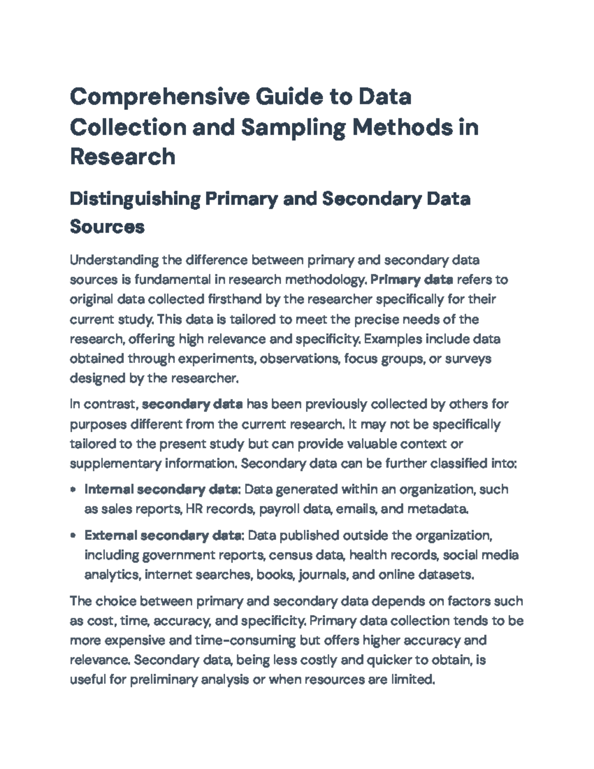 Comprehensive Guide to Data Collection & Sampling Methods in Research - Studocu