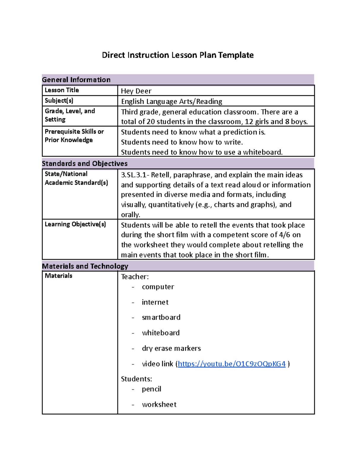 Task 1 C909.docx - Task 1 - Direct Instruction Lesson Plan Template General Information Lesson ...