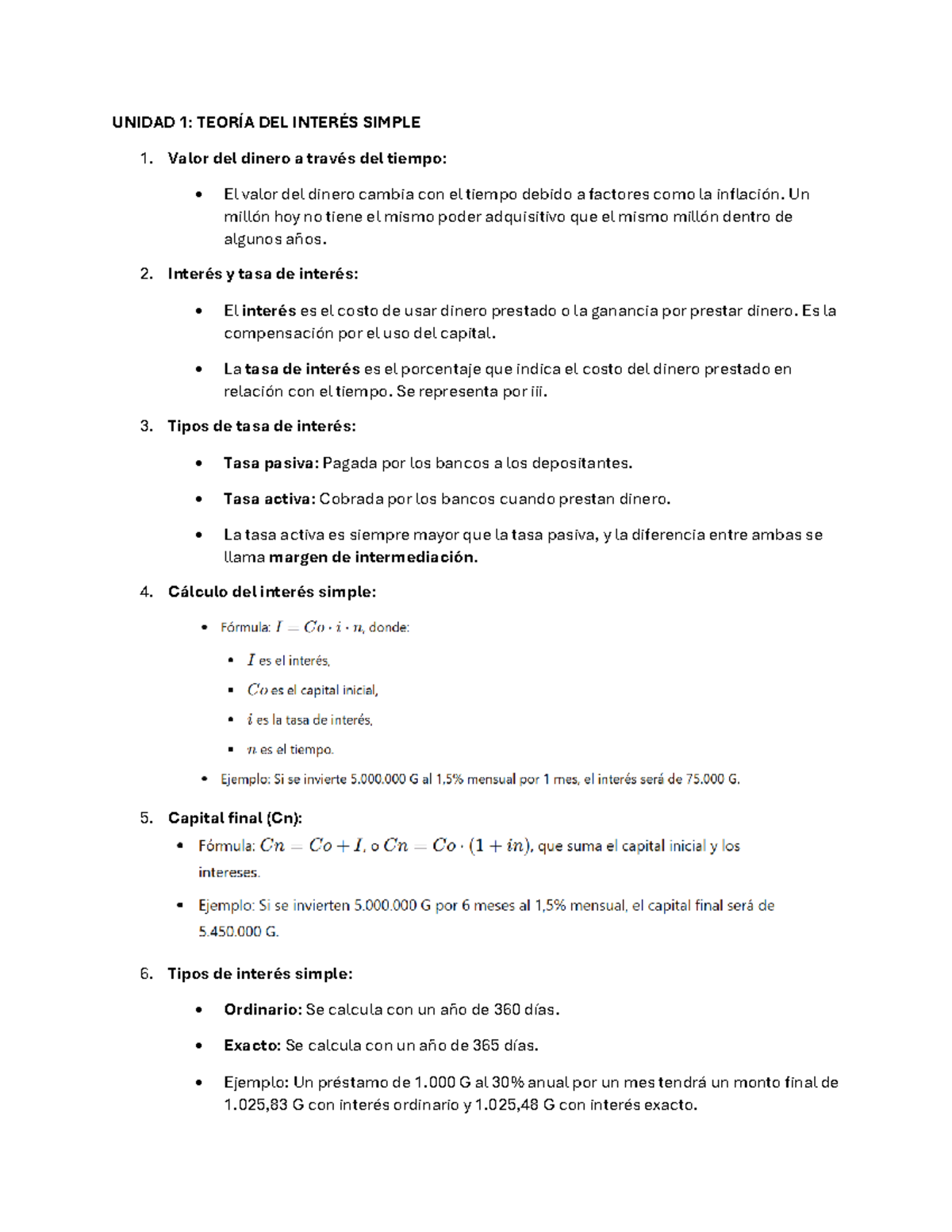 Resumen de Mate Financiera U1 y U2: Interés Simple y Compuesto - Studocu