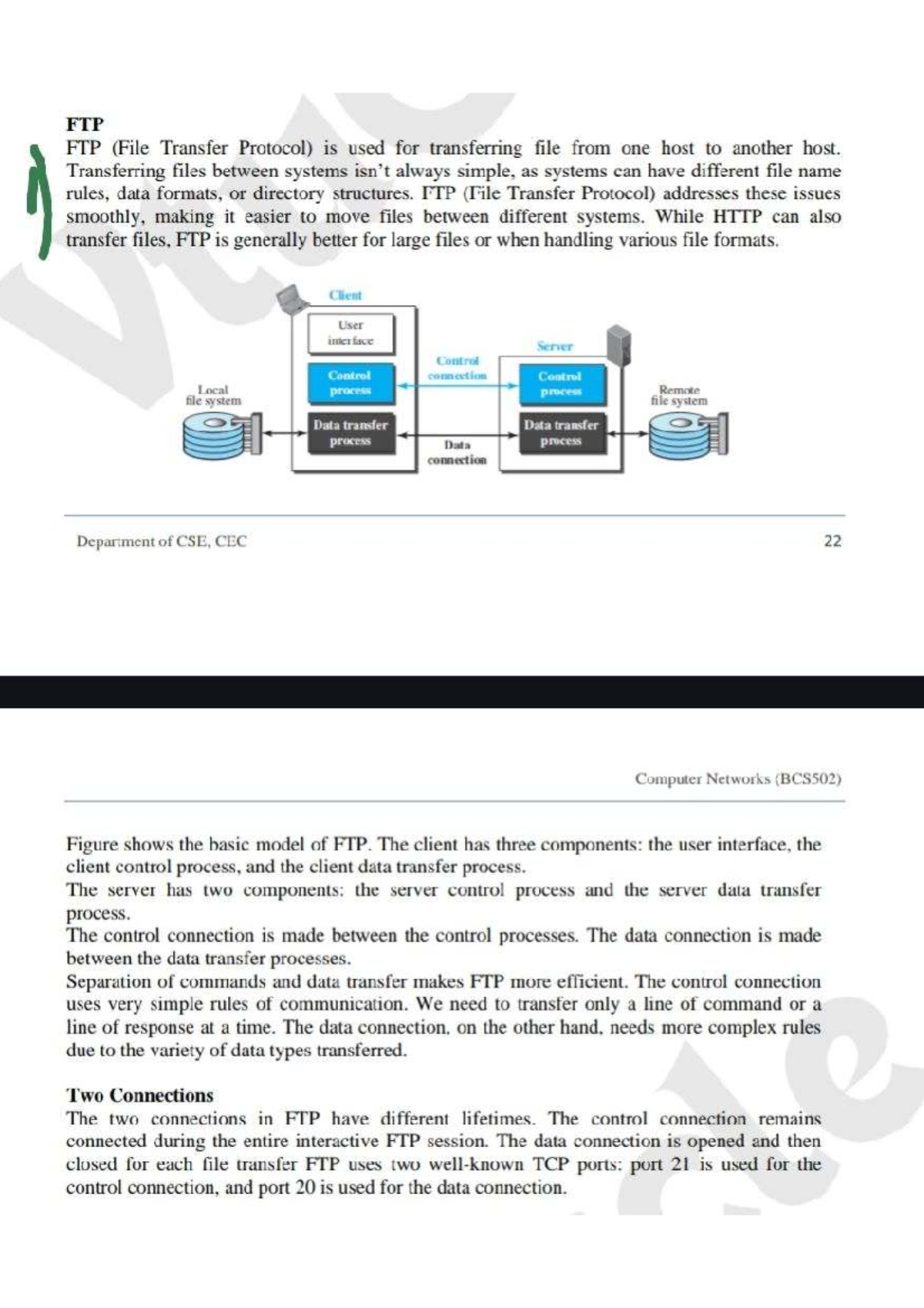 BCS502 Computer Networks: FTP and Email Protocols Overview - Studocu