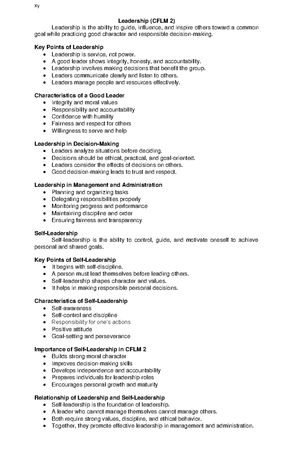 CFLM 2 Leadership: Key Points and Characteristics of Effective Leaders ...