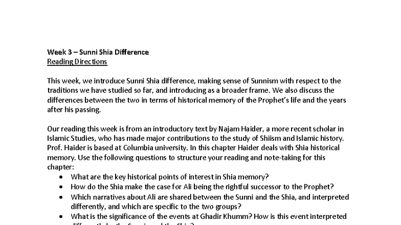 Week 3: Understanding Sunni and Shia Differences in Islamic History ...