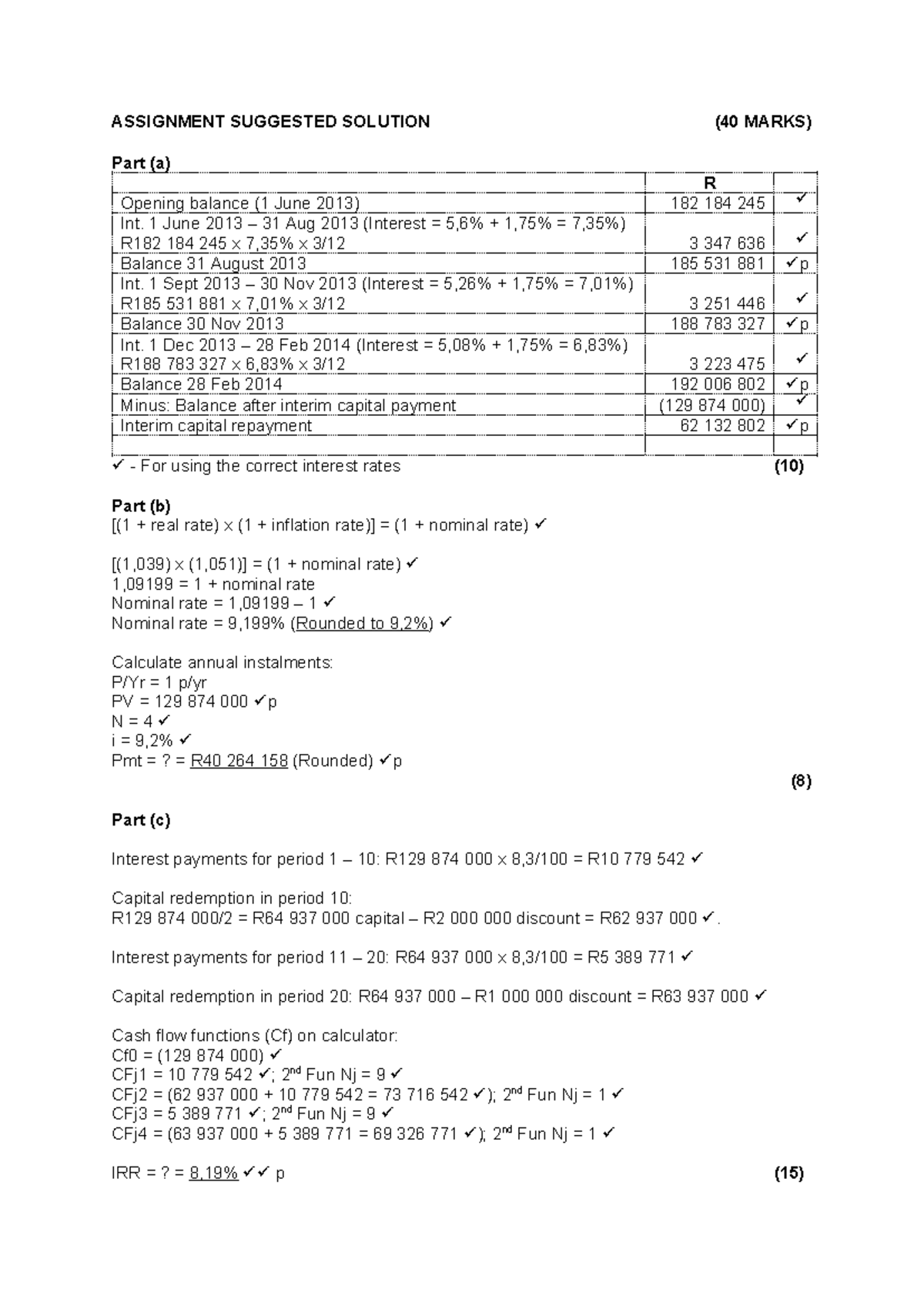 Solution Assignment TVM 2022 - ASSIGNMENT SUGGESTED SOLUTION (40 MARKS) Part (a) R Opening ...