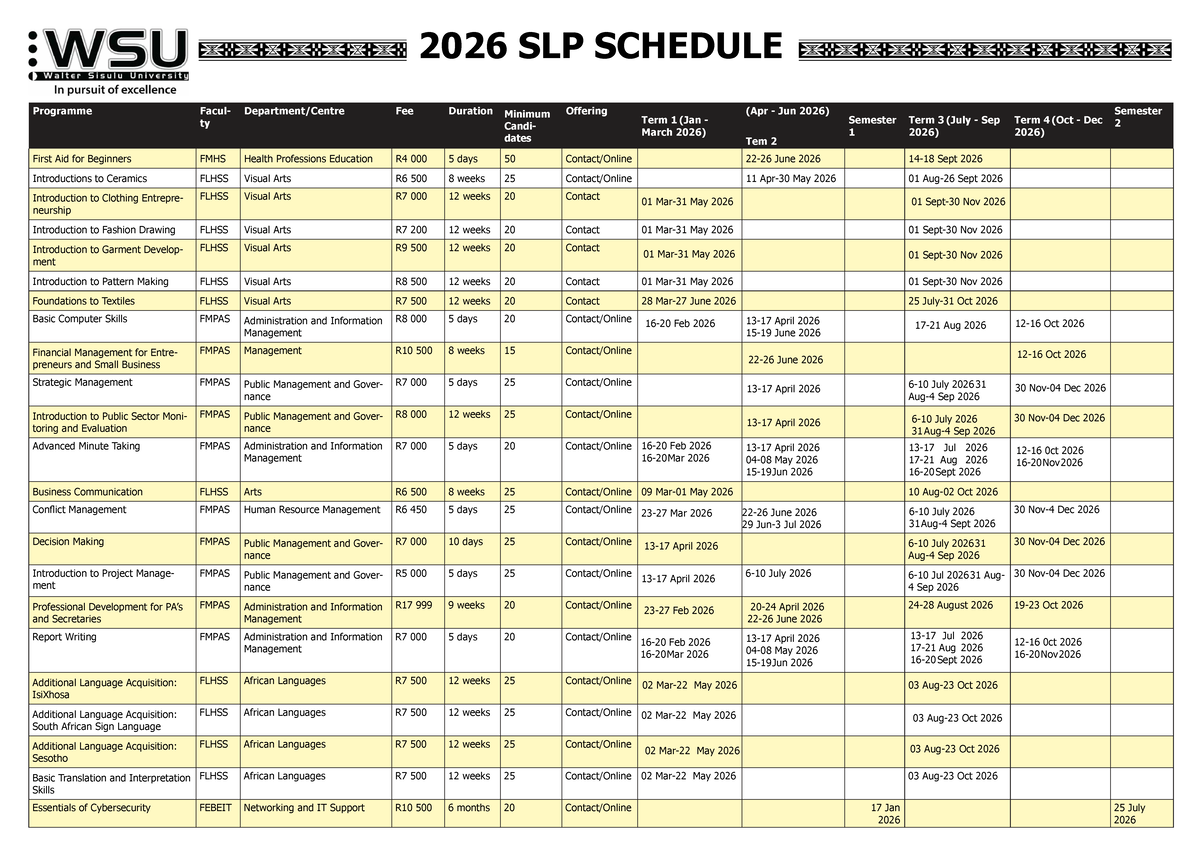 WSU SLP Schedule 2026: Course Offerings & Details - Studocu