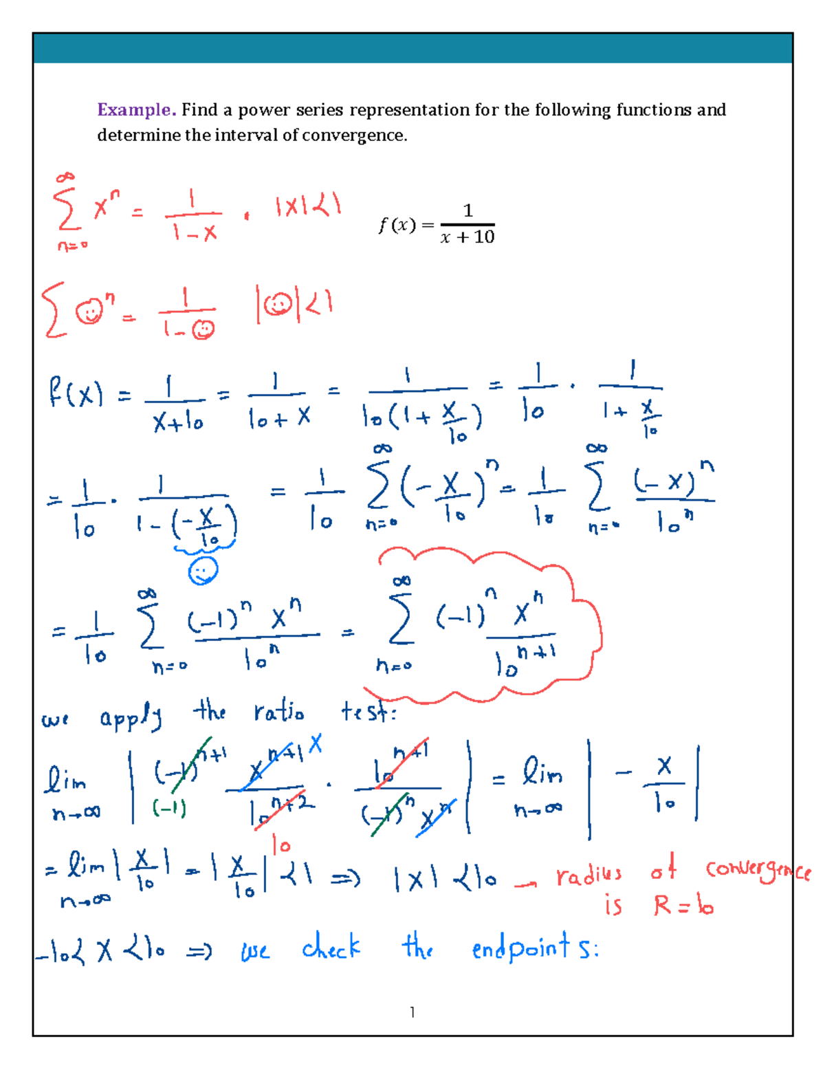 Lecture 25 - Power Series Representations and Convergence Analysis ...