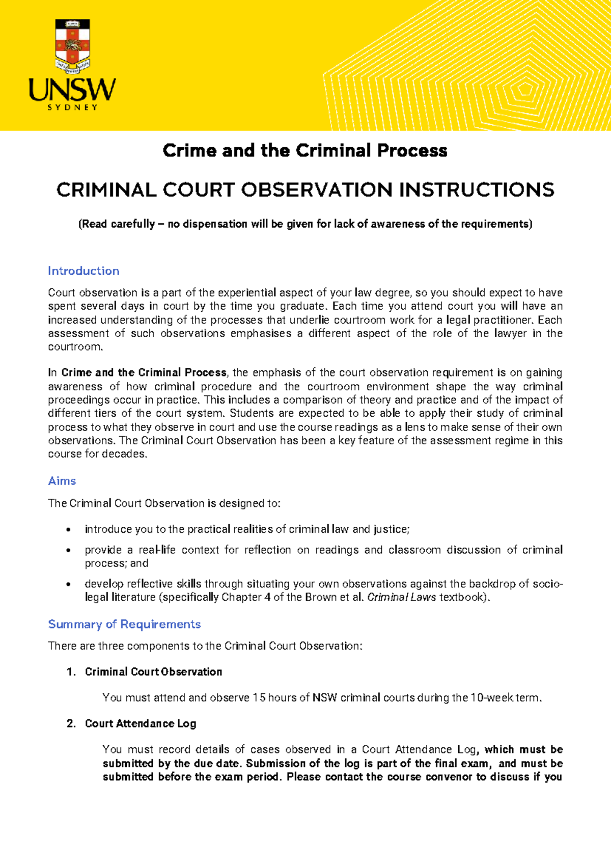 Criminal Court Observation Guidelines CRIMINAL LAW 2025 - Studocu