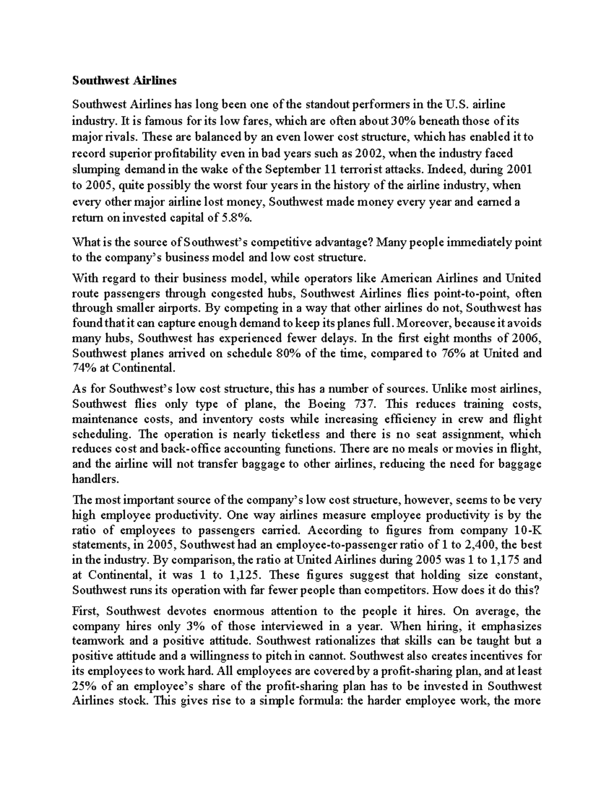 Southwest Airlines: Competitive Advantage & Business Model Analysis ...