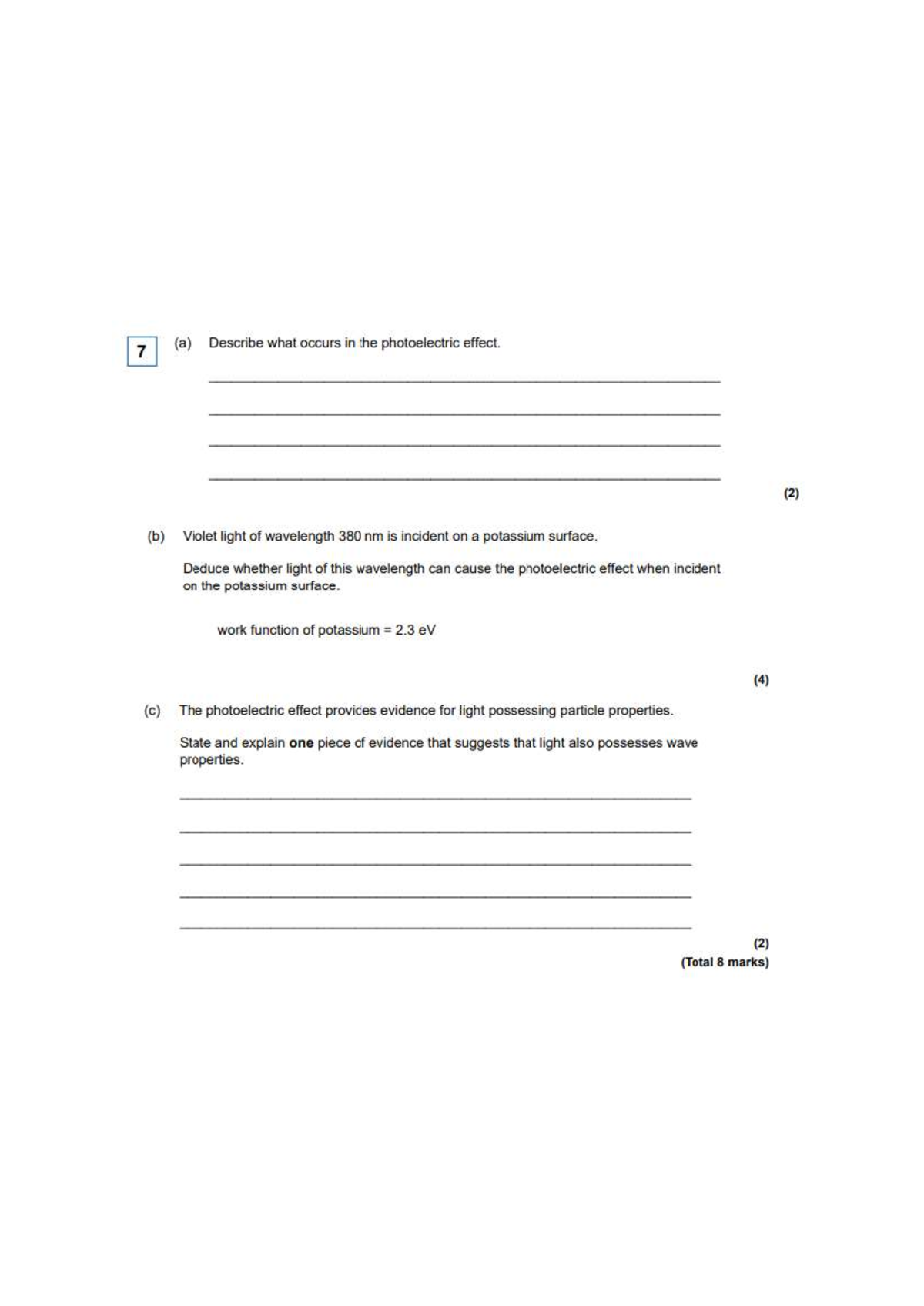 Quantum Physics Qs - Photoelectric Effect & Electron Emission - Studocu