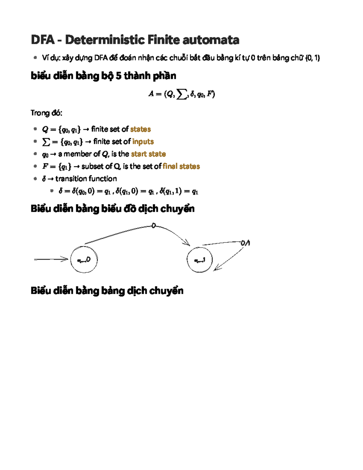 DFA - Deterministic Finite automata - .. q_1 q_ 1 0 1 q_0 0 L(M) = {0n ...