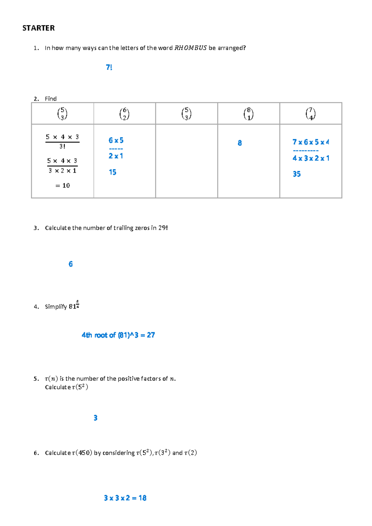 Expanding Brackets and Factorial Calculations - Math 101 - Studocu