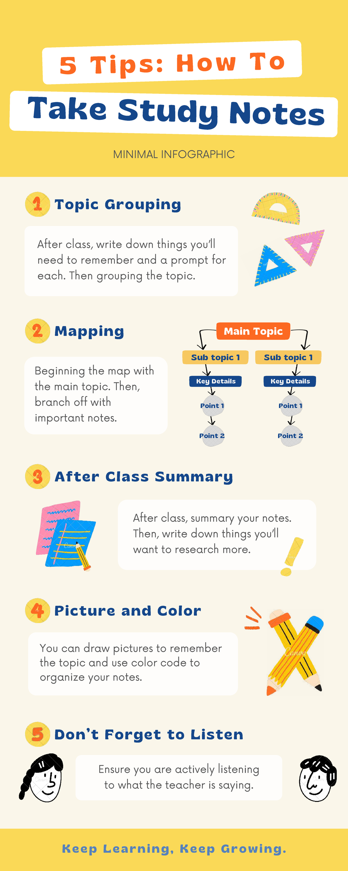 How To Take Study Notes Infographic - After class, summary your notes ...