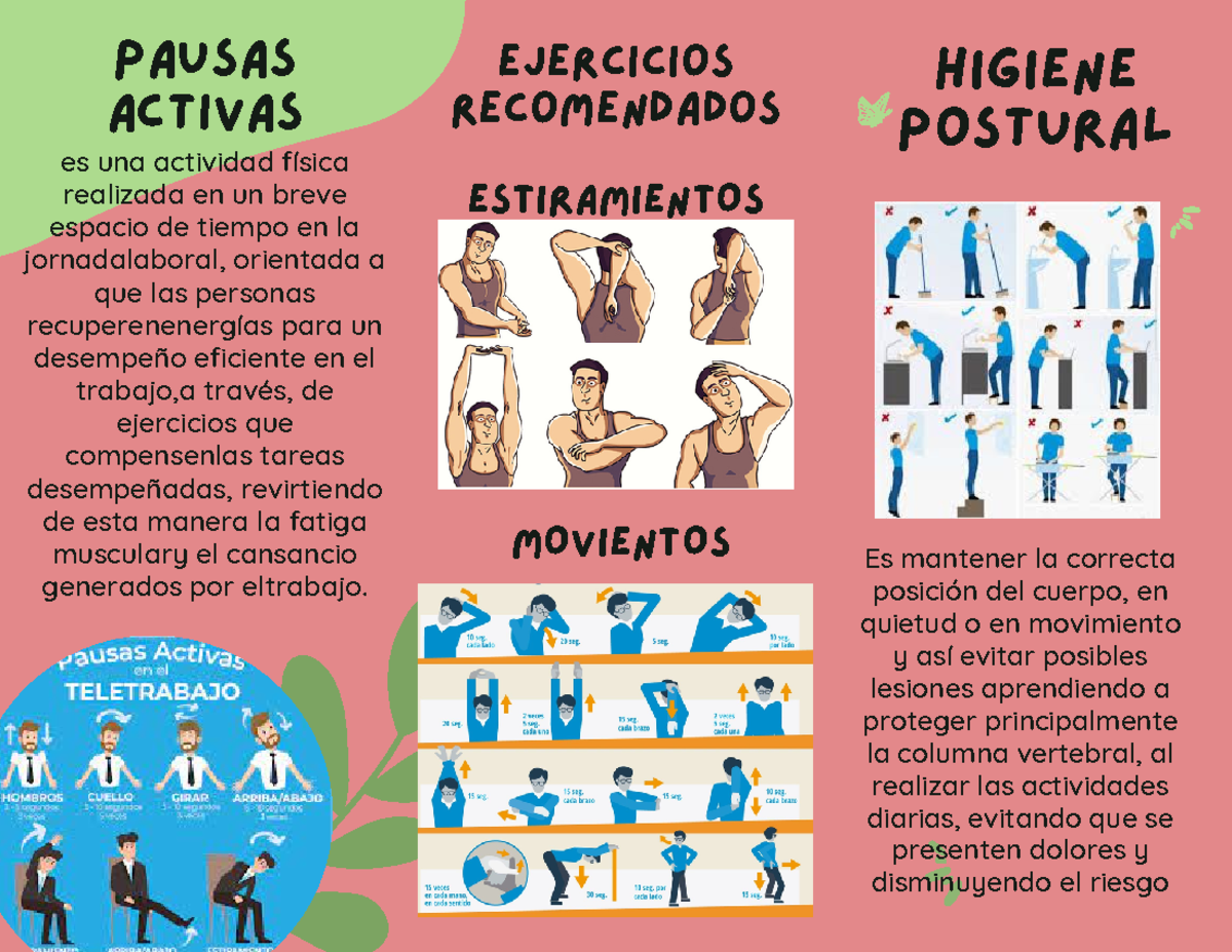 Folleto pausas activas y lesiones - Pausas activas es una actividad ...