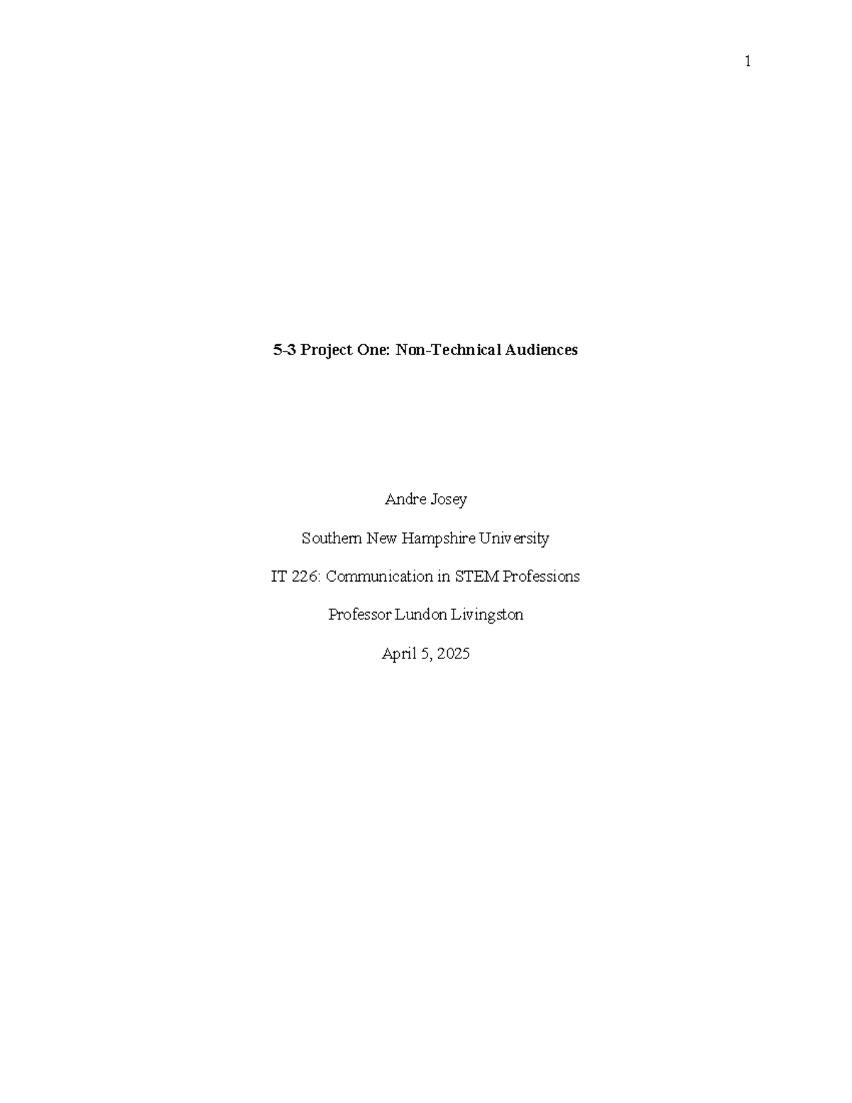 IT 226: Project one recommendation report for DataNanny client - Studocu