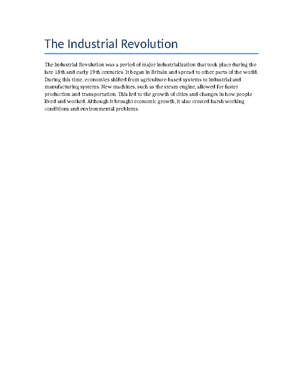 industrial revolution - It began in Britain and spread to other parts ...