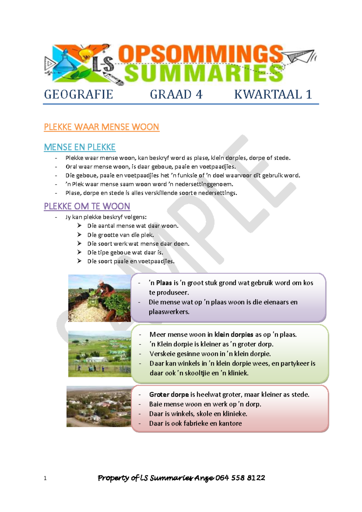 SW Graad 4: Geografie en Geskiedenis Kwartaal OORSIG - Studocu