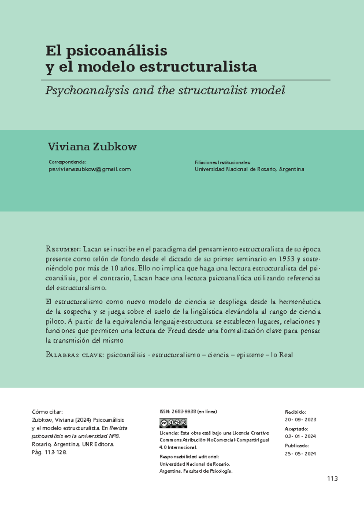 Psicoanálisis y el Modelo Estructuralista (PSI-2024) - Studocu