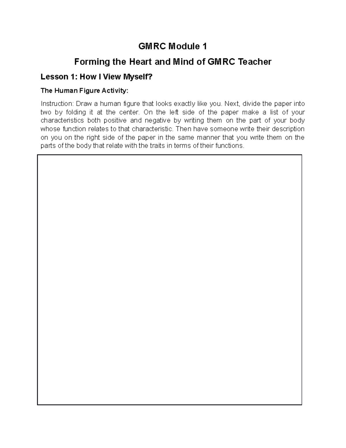 GMRC Module 1 - Self-Reflection and Personal Growth Activities - Studocu