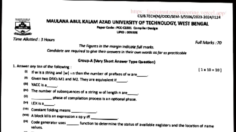 Compiler Design - Final Exam Notes (Paper Code: 005506) - Studocu