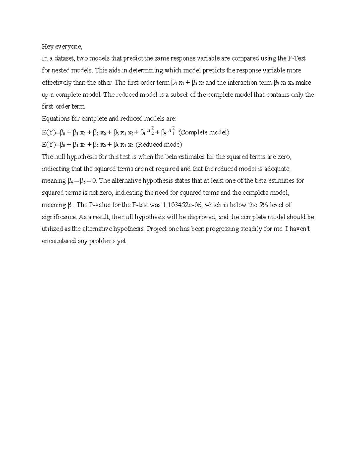 MAT303 F-Test Analysis for Nested Models Explanation - Studocu