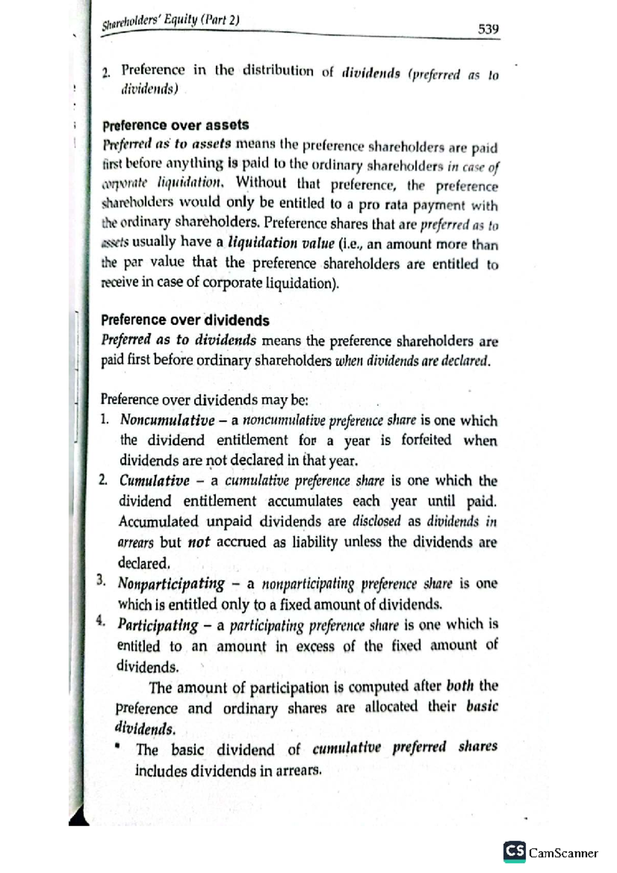 Preference share over assets - Equity (Part 2) 539 2. Preference in the ...