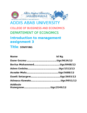 Introduction to Mgmt Handout - CHAPTER ONE FUNDAMENTALS OF MANAGEMENT 1. Introduction Management ...