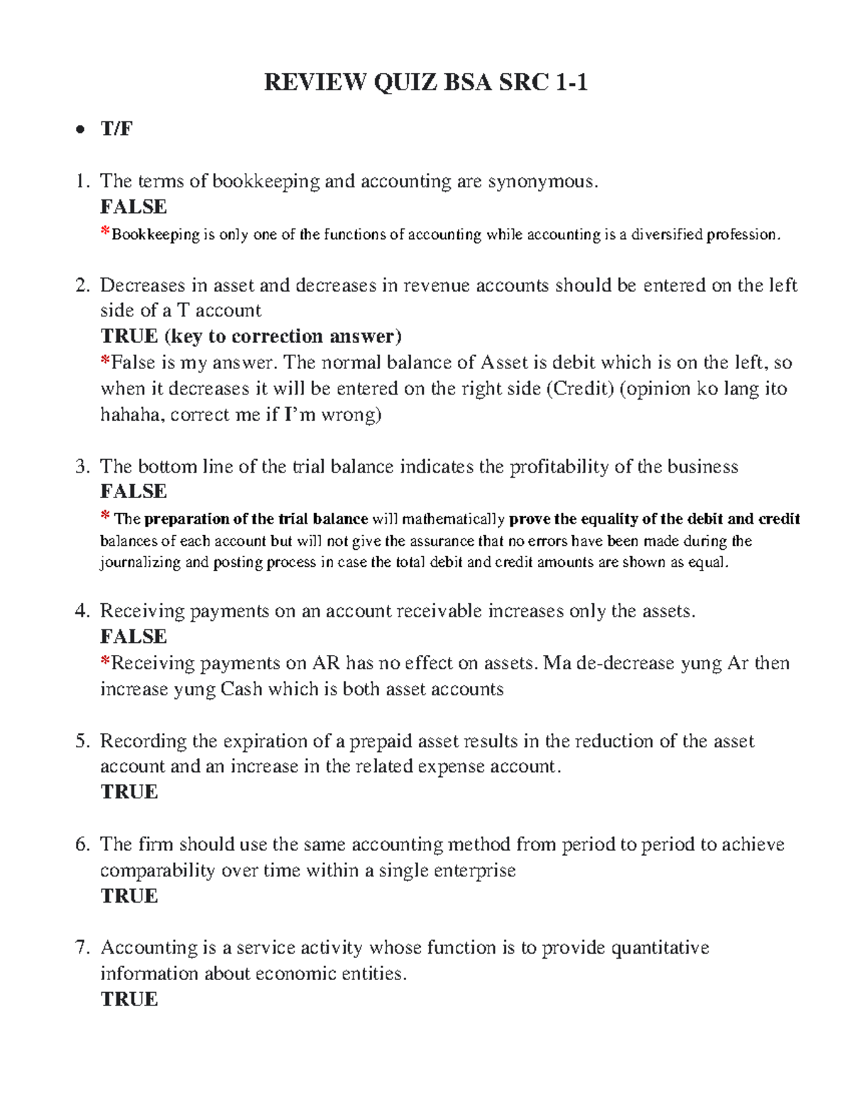 BSA SRC 1 Chapter 1 QUIZ - Practice Questions & Answers - Studocu