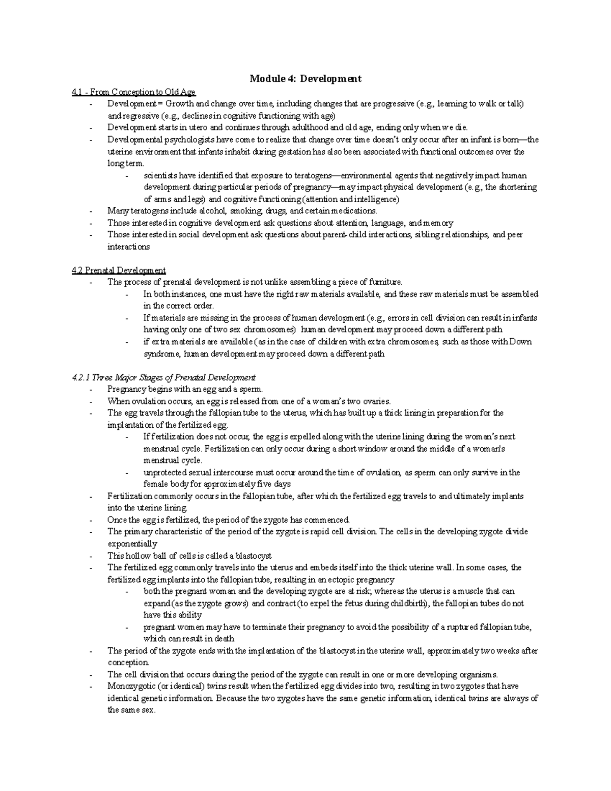 Module 4: Development - Key Concepts and Theories (Psych 101) - Studocu