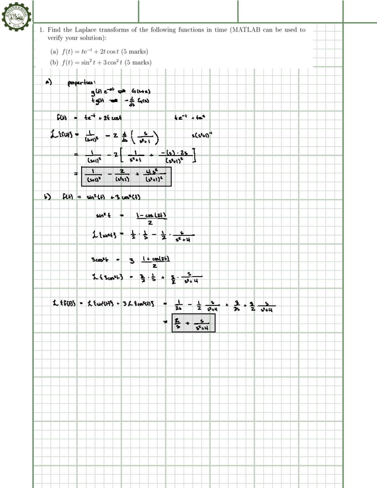 ECE 360 A1 - Control Systems Notes and Laplace Transform Insights - Studocu