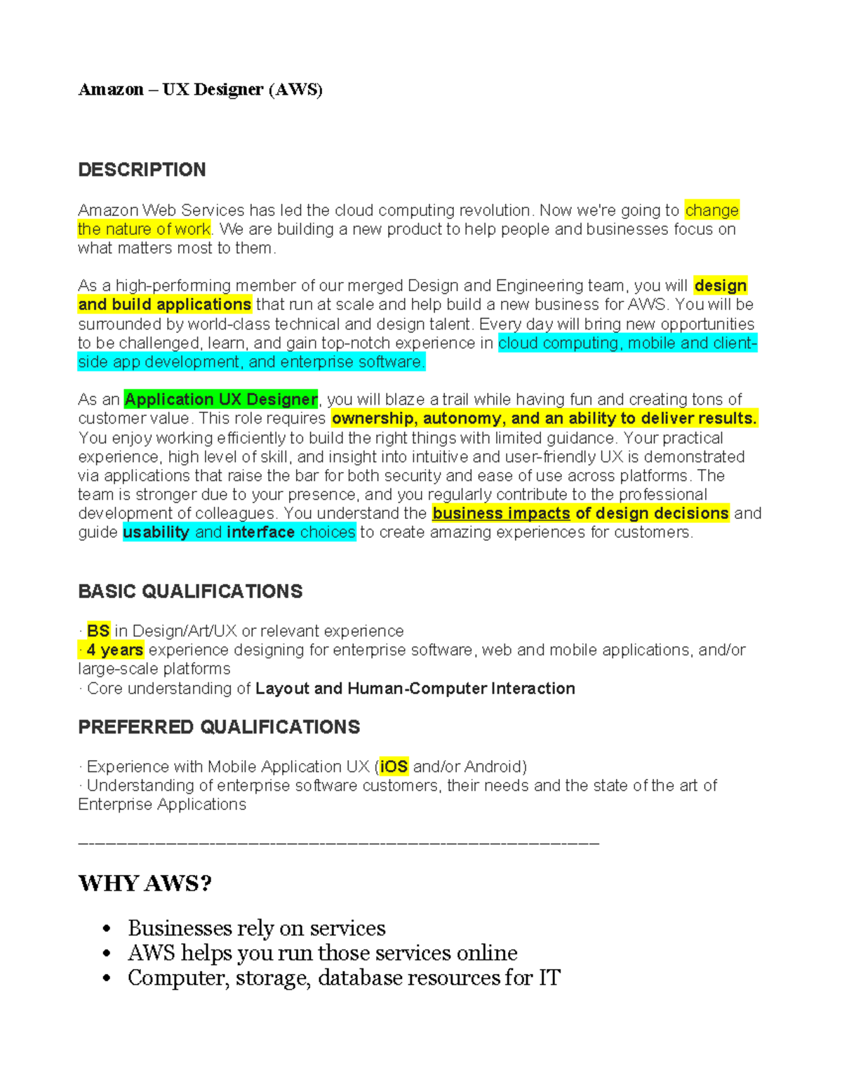 Amazon – UX Designer (SF Notes) - Amazon – UX Designer (AWS ...