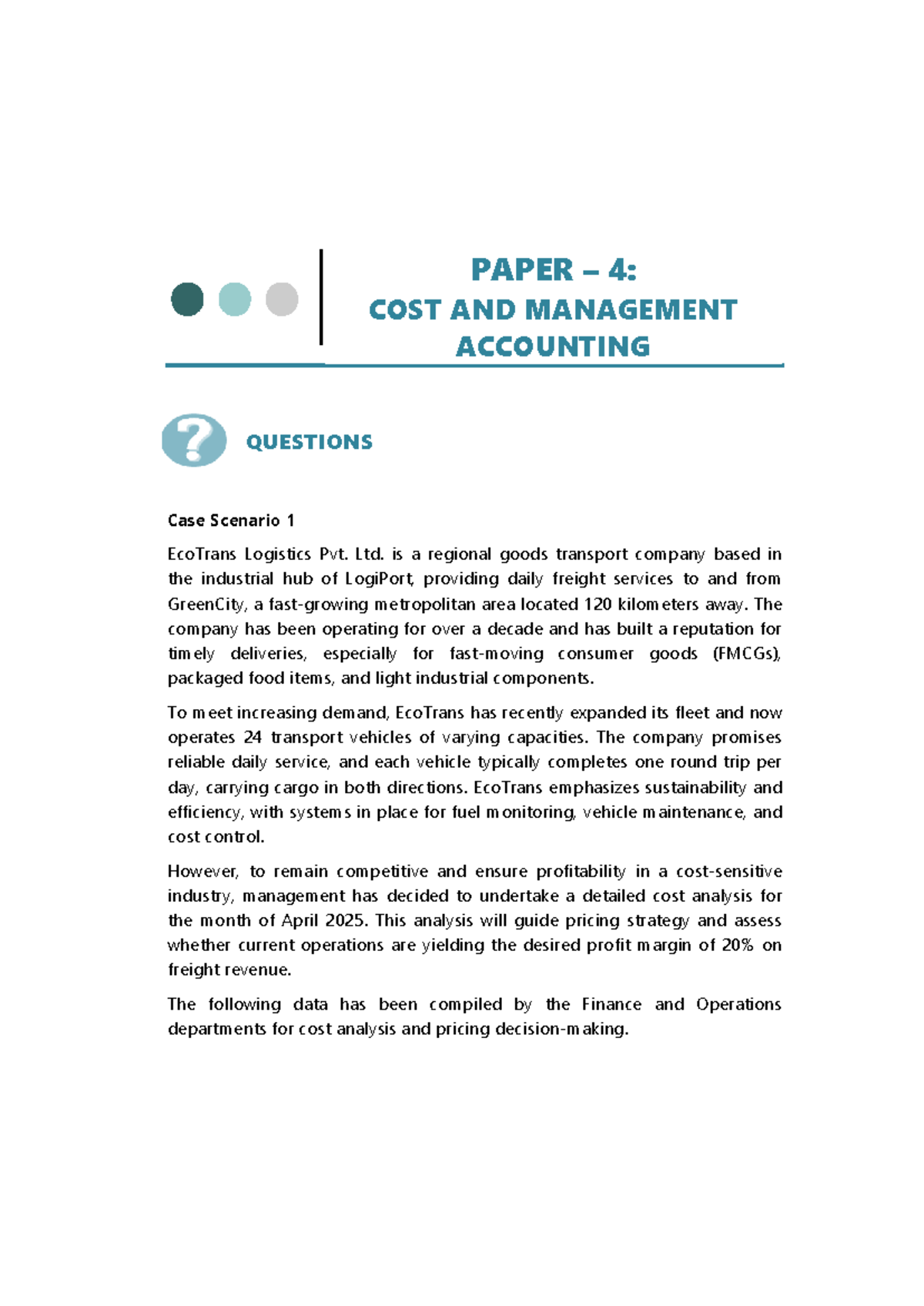 RTP JAN 26: Cost & Management Accounting Case Studies and Questions ...