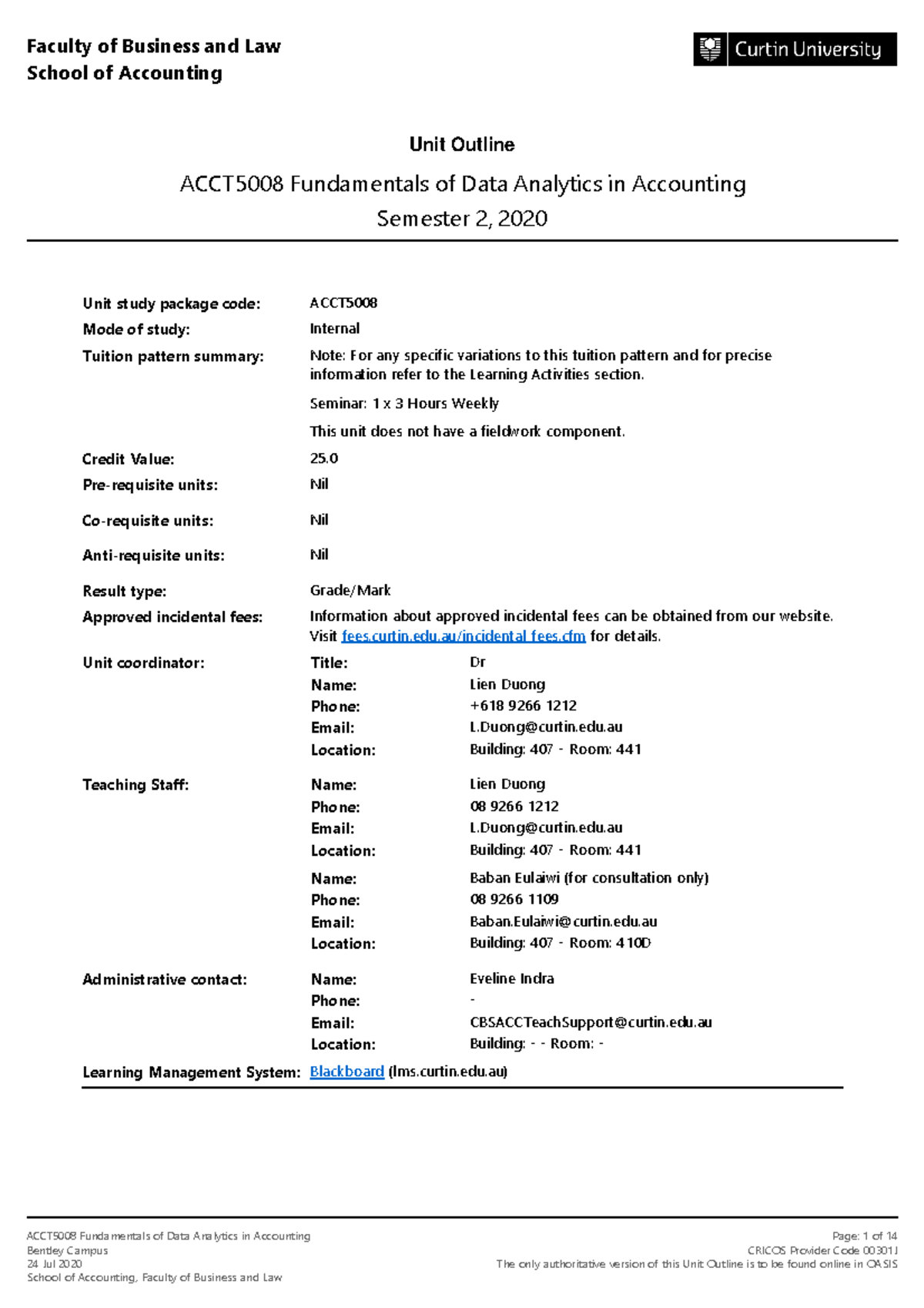 ACCT5008 Fundamentals of Data Analytics in Accounting Semester 2 2020 ...