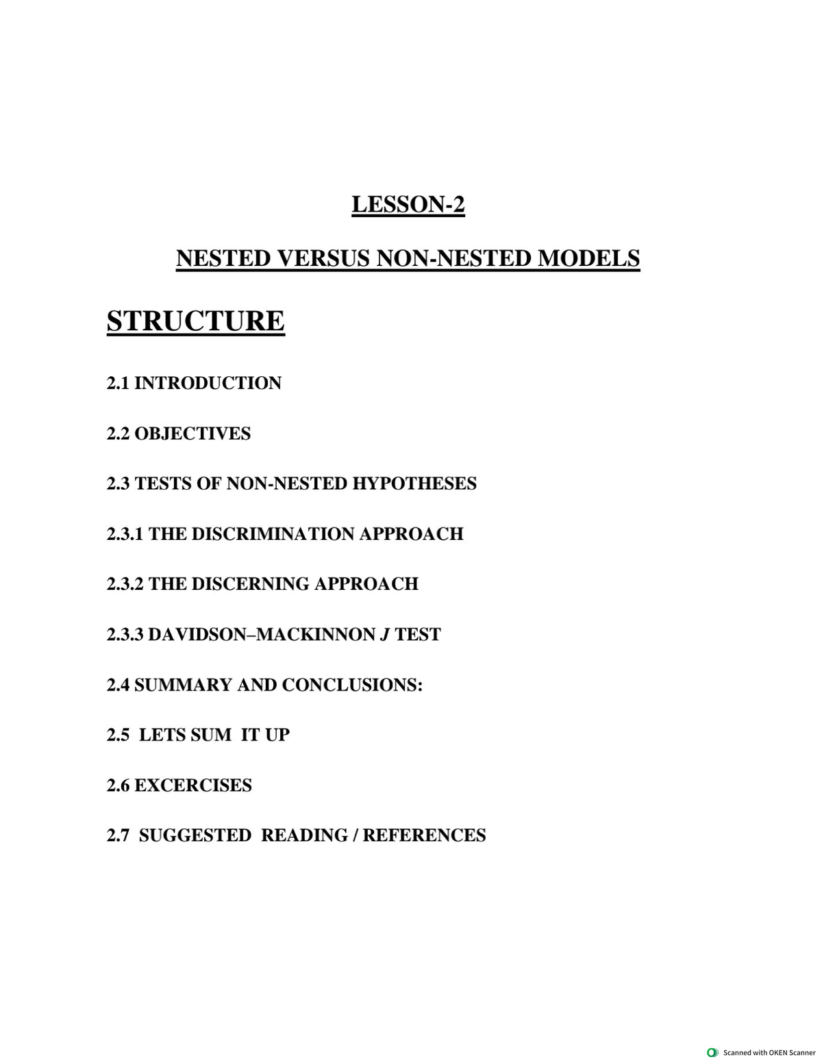 Nested Versus Non-Nested Models - Probability and Statistics - Studocu