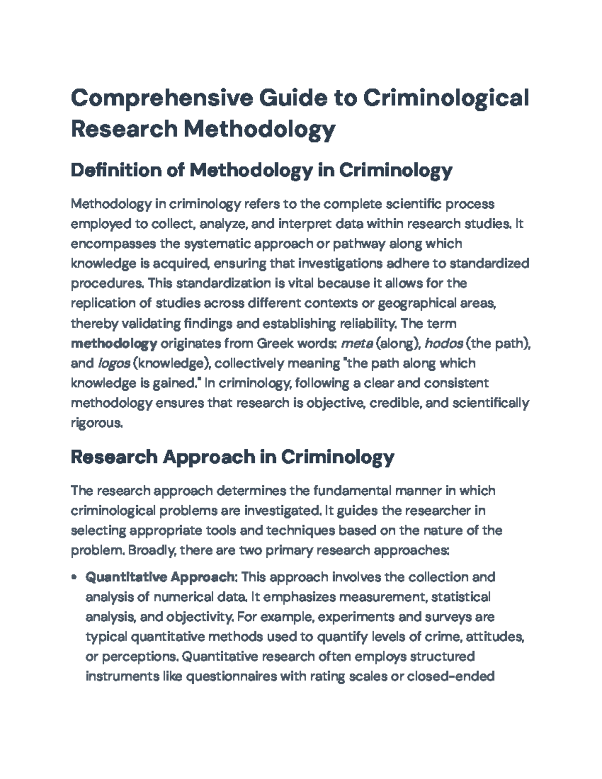Comprehensive Overview of Criminological Research Methodologies (CRIM ...